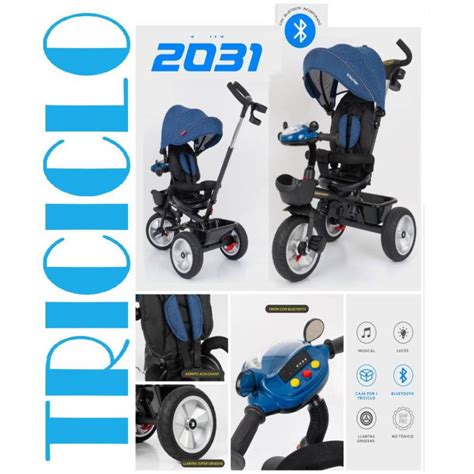 Ripley TRICICLO RECLINABLE GIRATORIO MUSICAL LUCES BLUETHOOTH 2031 AZUL