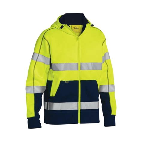 Bisley Yellow Hi Vis Fleece Hoodie Comfortable Workwear