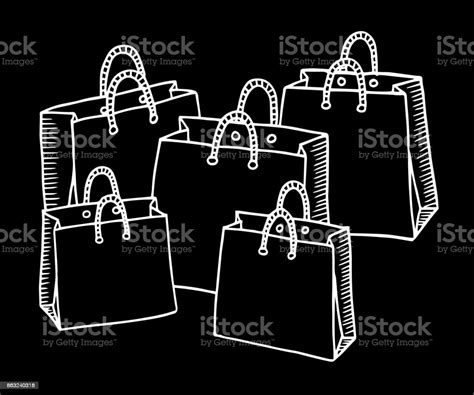 쇼핑 가방 골 판지그림 쇼핑그리기 그림 가방 그림자 쇼핑백 0명에 대한 스톡 벡터 아트 및 기타 이미지 0명 가방 검은색