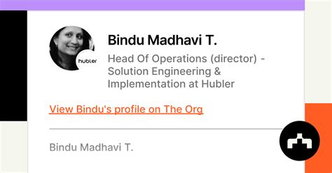 Bindu Madhavi T Head Of Operations Director Solution Engineering