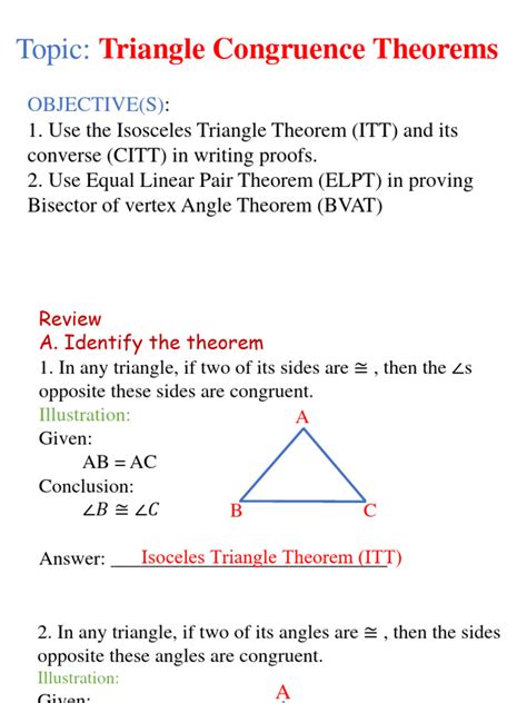 Triangle Congruence Theorems Applications Of Itt And Citt Download