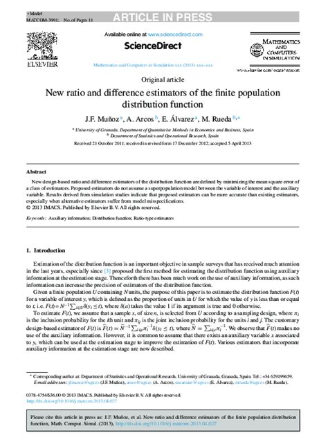 pdf new ratio and difference estimators of the finite population