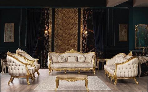 Jvmoebel Wohnzimmer Set Sofagarnitur Couch Set Möbel Garnitur Samt Holz