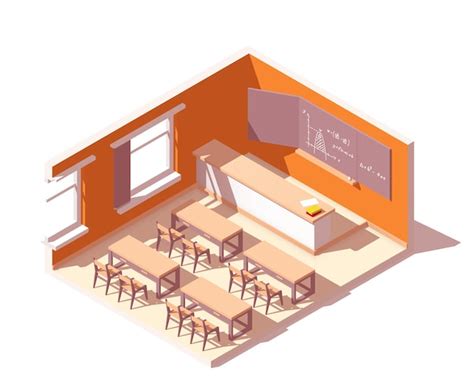Intérieur De La Salle De Classe De Lécole Vecteur Premium