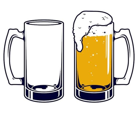 Premium Vector A Glass Of Beer And An Empty Glass