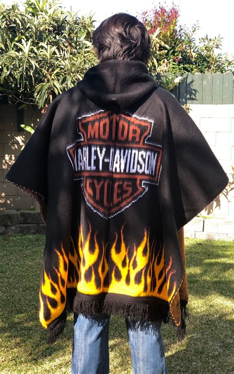 Harley Davidson Alpaca Poncho Unisex Hooded One Size Thick Etsy