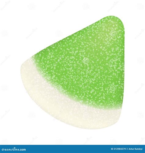 3d Jelly Candy Of Green Watermelon Slice Soft Chewy Marmalade Of Triangle Shape Cartoon Vector