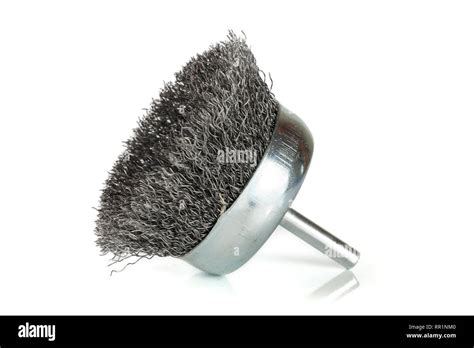 Metal Brush On A Drill To Remove Rust Isolated On White Background