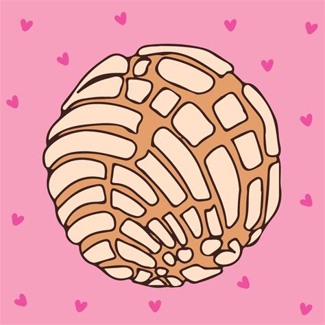 Concha Traditional Mexican Sweet Bread Cute Illustration Of A White Concha With Hearts 50425137