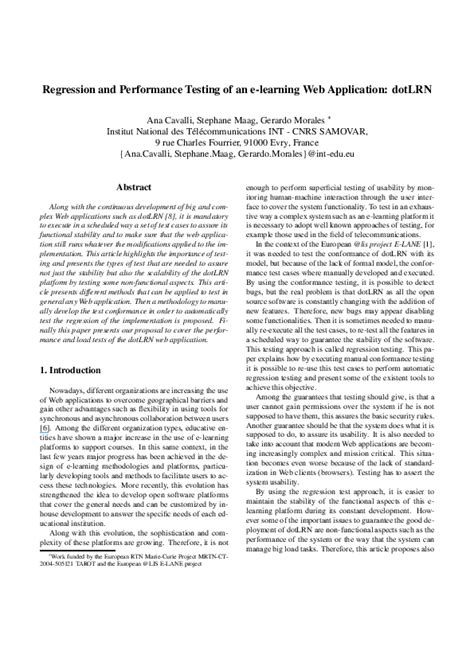 Pdf Regression And Performance Testing Of An E Learning Web Application Dotlrn