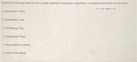 Solved Classify The Following Statement As A Simple Chegg