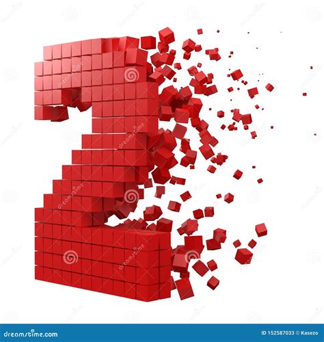 Number 2 Shaped Data Block Version With Red Cubes Stock Vector