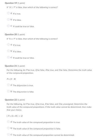 solved question 19 1 point if x y is false then which