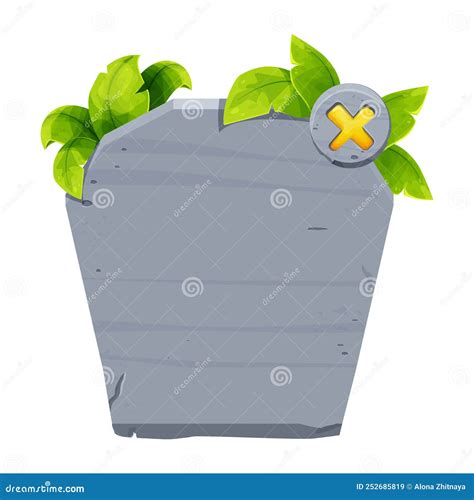 Modelo De Menu De Jogo De Pedra Decorado Folhas De Selva Em