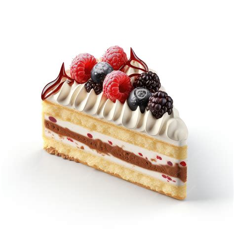 Premium Photo Illustration Delicious Slice Cake Triangle In White
