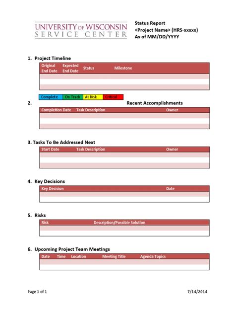 Pmo Status Report Template Pdf
