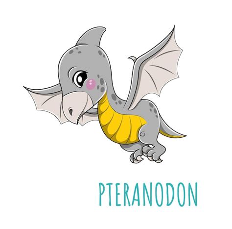 귀여운 프테라노돈 아이콘 프리미엄 벡터