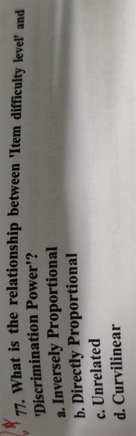 Solved What Is The Relationship Between Item Difficulty