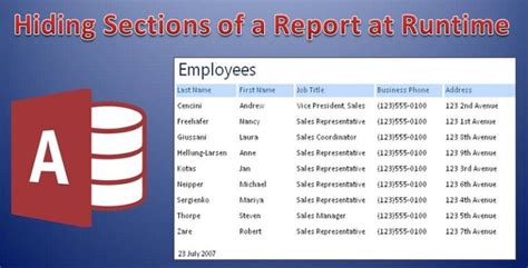 How To Hide Report Sections At Run Time In MS Access