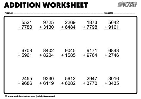 4 digit addition worksheets free and printable resources