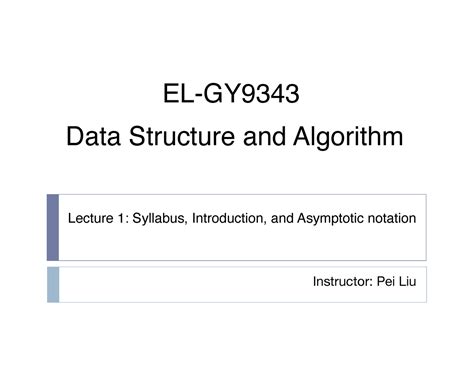 Lecture L Notes El Gy Data Structure And Algorithm Instructor
