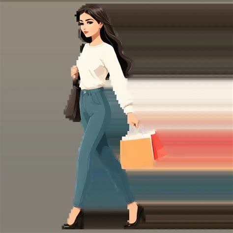 Beautiful Girl Goes Shopping Cartoon Png Image Vibrant And Playful