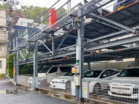 Tokyo Japan 23 November 2019 Two Storey Street Parking For Cars In