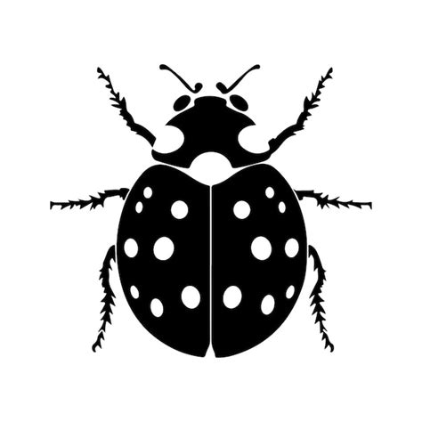 레이디버드 곤충의 검은색 터 실루 레이디부그 실루 터 일러스트레이션 프리미엄 Ai 생성 벡터