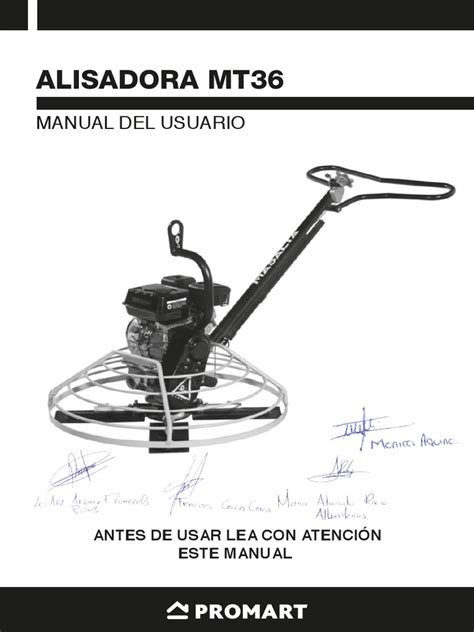 Manual Del Usuario De La Allanadora Mt36 Instrucciones Detalladas Para