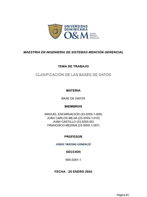 02 Clasificacion De Las Bases De Datos Pdf Bases De Datos Xml