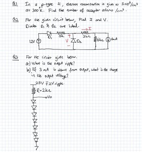 Solved Q1 In A P Type Si Electron Concentration Is Given As