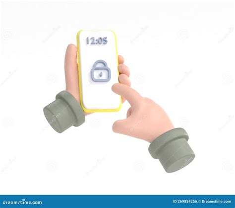 Smartphone Lock Screen Hand Hold Smartphone With Master Key Finger Touch Touchscreen Security