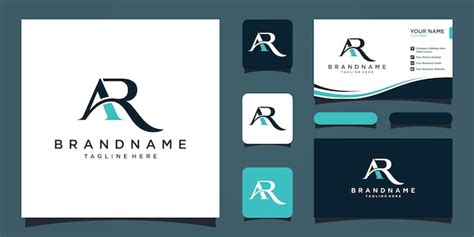 명함 디자인으로 초기 편지 Ar 타이포그래피 로고 디자인 벡터 Premium Vector 프리미엄 벡터