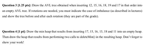 Solved Question Pts Draw The Avl Tree Obtained Chegg