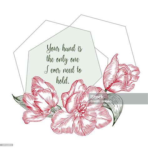 회색 배경에 빨간색과 녹색 색상의 튤립 봄 꽃다발 인사말 카드 라인 조각 드로잉 빈티지 스타일입니다 사실적인 식물 자연 꽃 스케치 패턴 검은색에 대한 스톡 벡터 아트 및