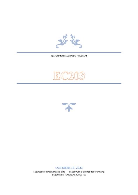 Ec203 Assignment Snario Problem Assignment Scenario Problem Ec20 3