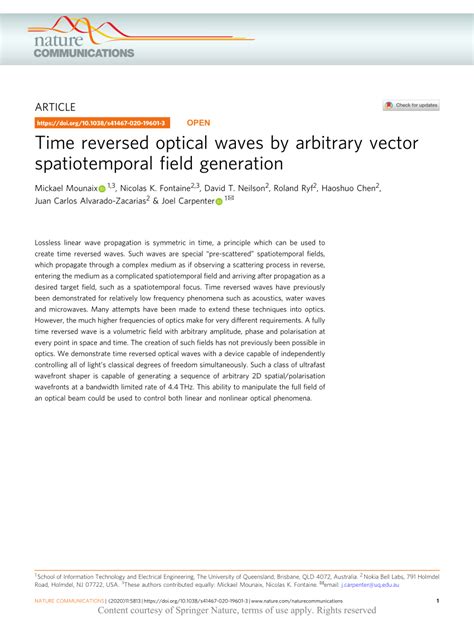 Pdf Time Reversed Optical Waves By Arbitrary Vector Spatiotemporal Field Generation