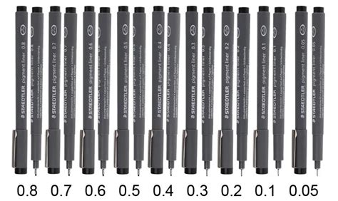 Assorted Black Ink 9 Staedtler Pigment Liner Drawing Sketching Pen Set