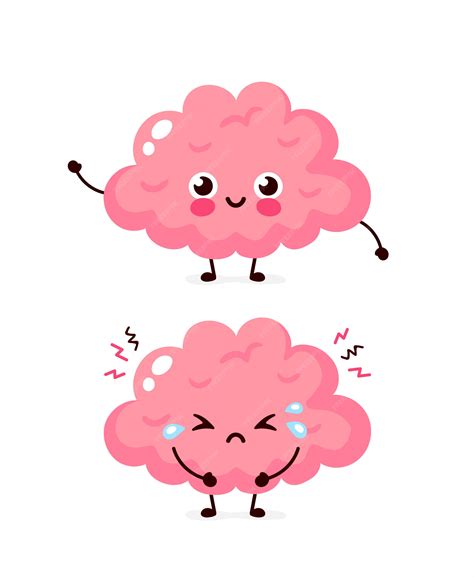 Mignon Triste Malsain Malade Et Fort Sain Sourire Heureux Cerveau