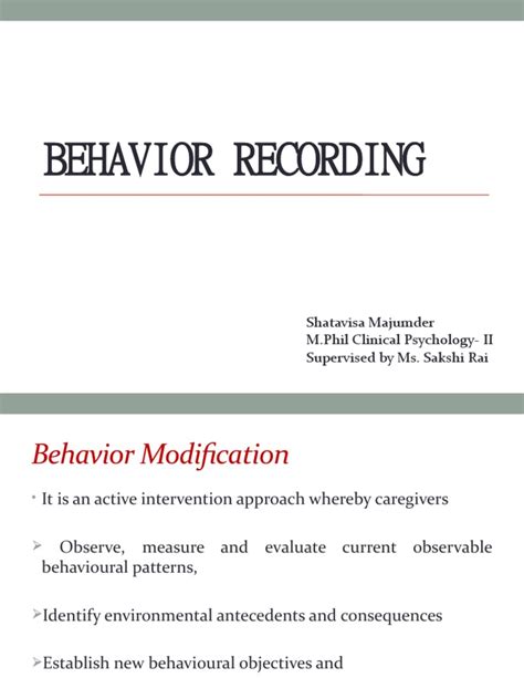Behavior Recording Pdf Time Behavior