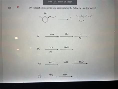 Solved Press Esc To Exit Full Screen D Which Reaction Chegg