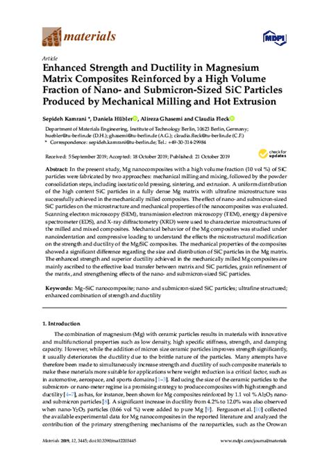 Pdf Enhanced Strength And Ductility In Magnesium Matrix Composites Reinforced By A High Volume