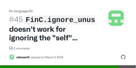 `fincignoreunused` Doesnt Work For Ignoring The Self Parameter