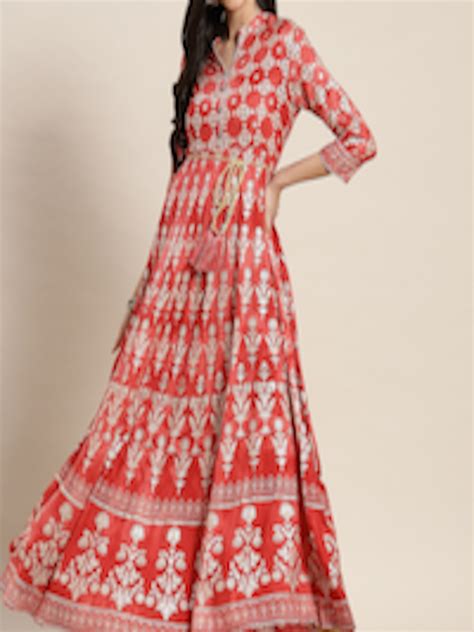 Buy Juniper Women Red Ethnic Motifs Printed Anarkali Kurta Kurtas For