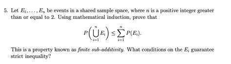 Solved Let E1 En Be Events In A Shared Sample Space Where Chegg Com