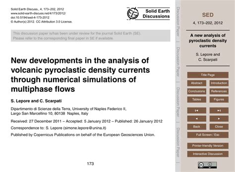 Pdf New Developments In The Analysis Of Volcanic Pyroclastic Density Currents Through