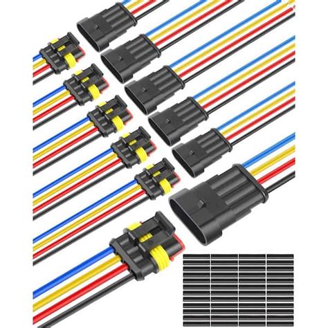 Lukyamzn 3 Pin Electrical 16 Awg 3 Wire Connector Waterproof Male And Female Way With Heat