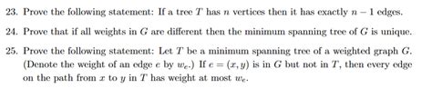 Solved Prove The Following Statement If A Tree T Has N Chegg