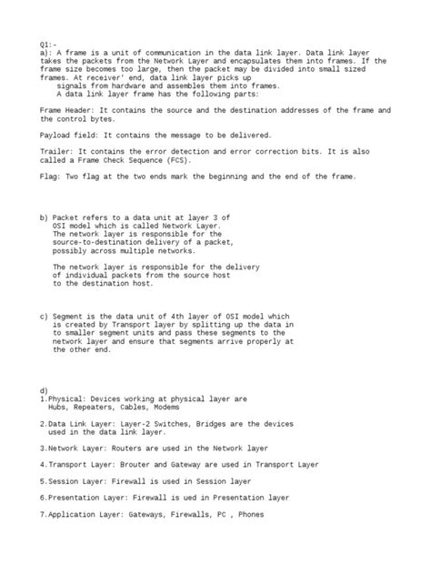 Data Communication And Networking Assignment Pdf Osi Model Network Packet