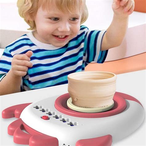 미니 도자기 휠 머신 로켓 도자기 스튜디오 공기 건조 조각 클레이 키트 완전한 도자기 휠 및 페인팅 키트 교육용 예술 및